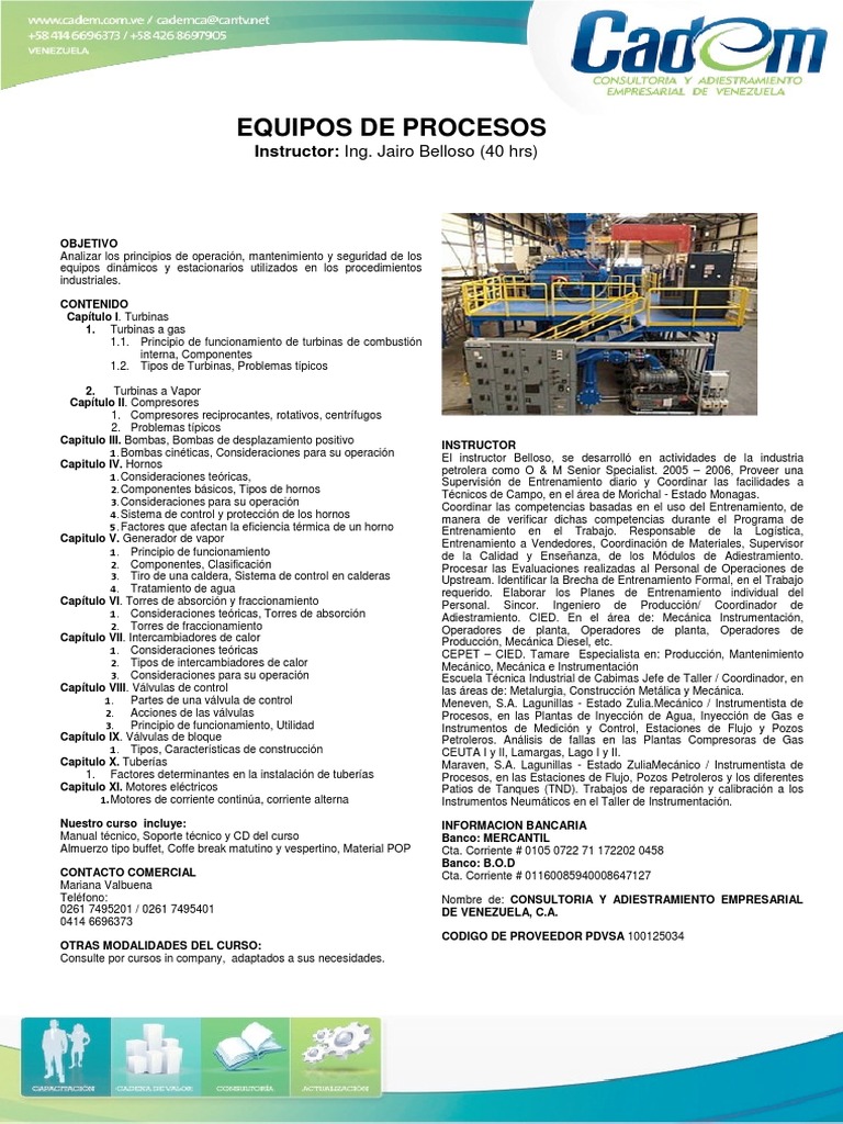 Equipos de Procesos | PDF | Turbina | Bomba