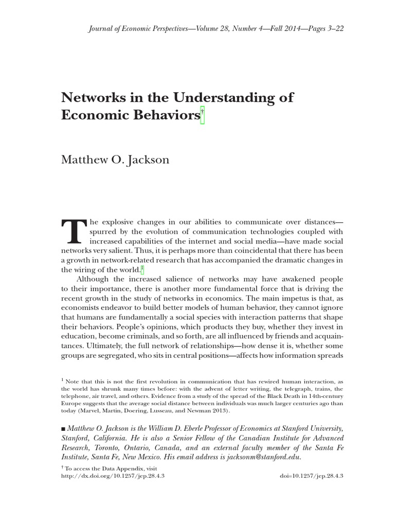 Economics of Networks | PDF | Social Network | Friendship