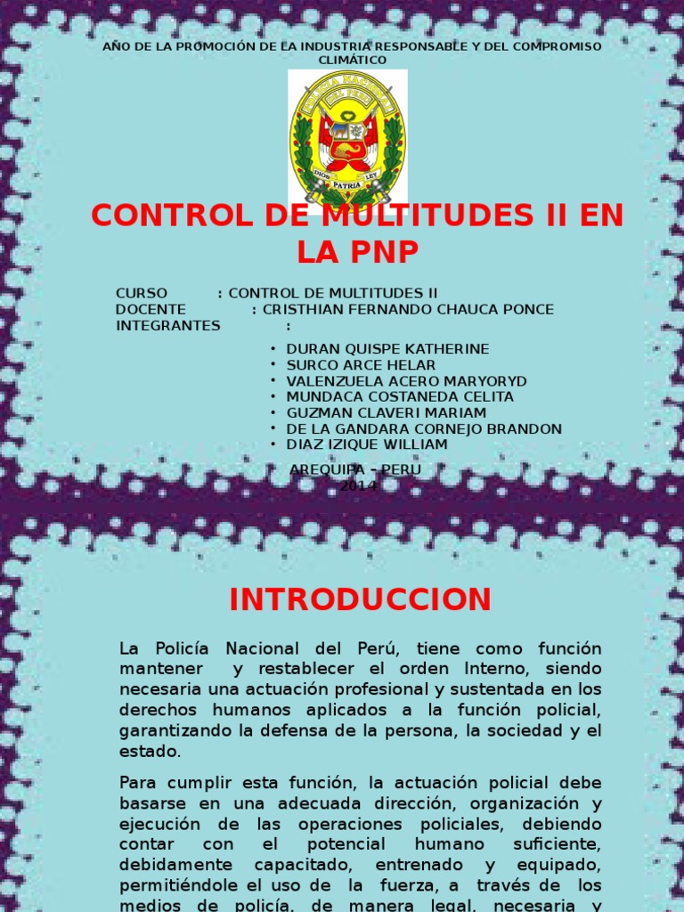 Monografia Control de Multitudes | PDF | Policía | Conflicto (proceso)