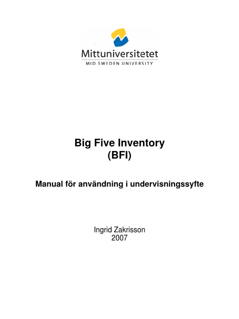 Big Five Inventory (BFI) | PDF