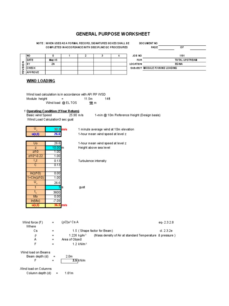 Wind Load Calculations for Module P3 of the Egina Project According to ...