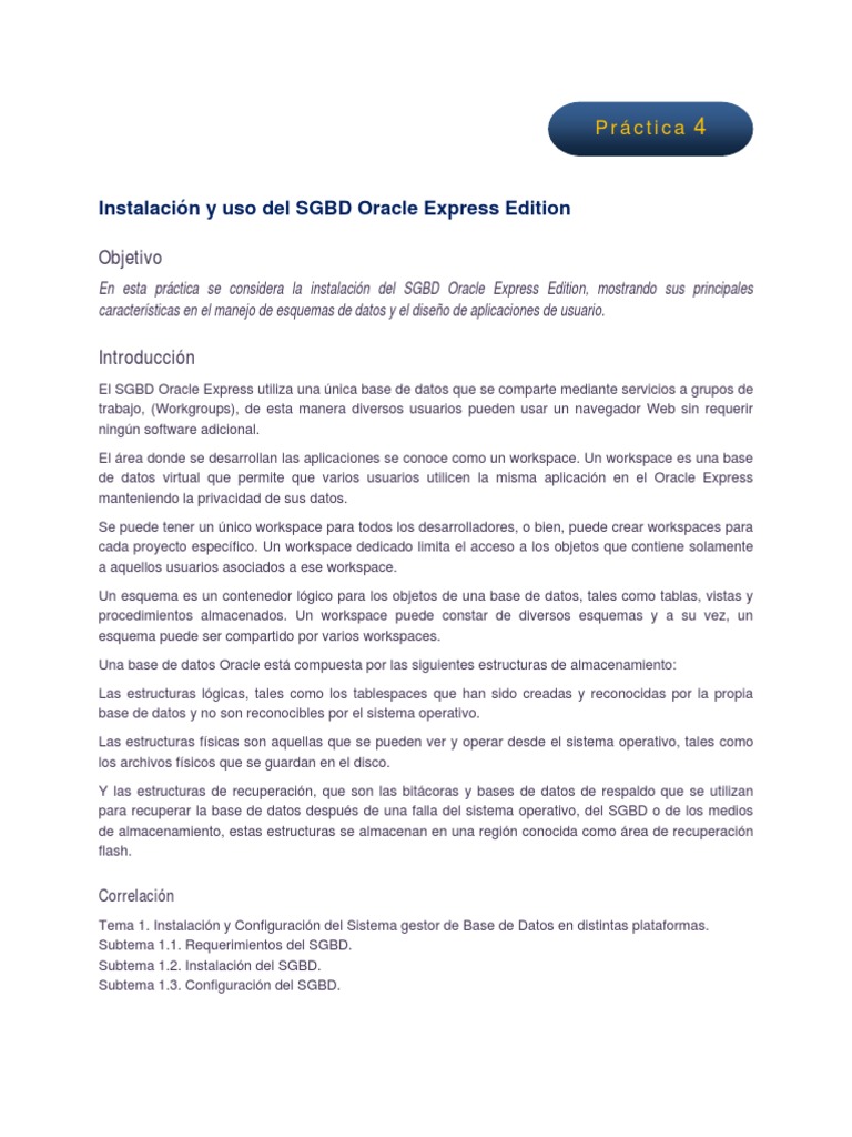 TBD Práctica 04 O9l | PDF | Bases de datos | Sistema operativo