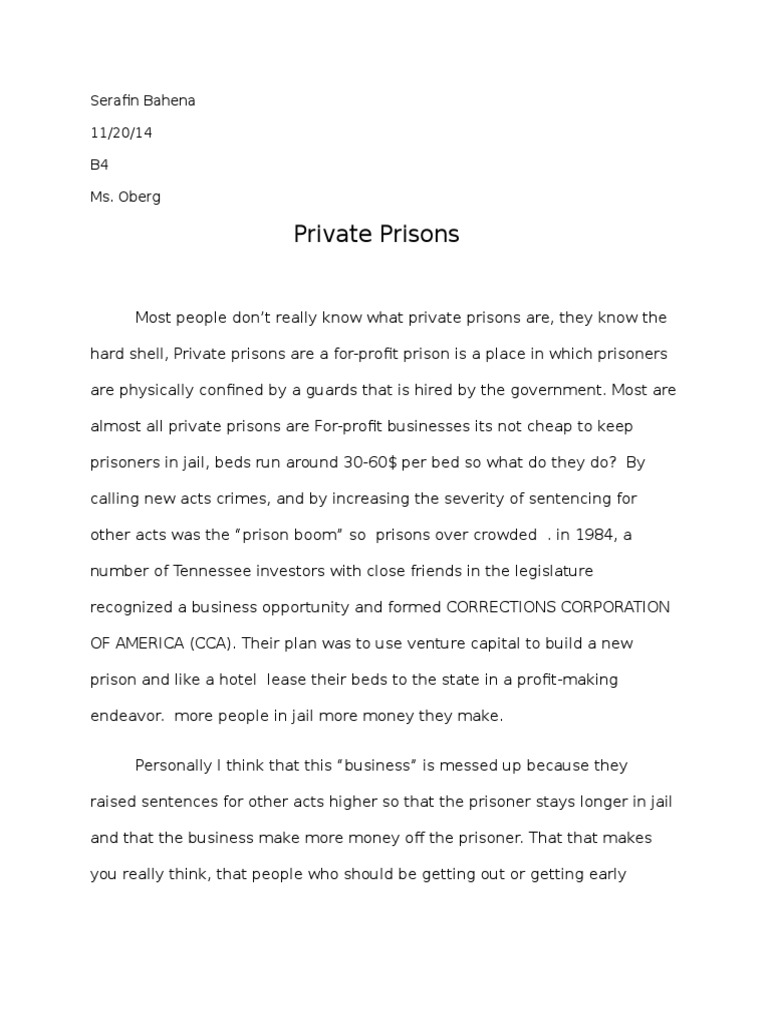 Understanding Private Prisons: A Profit Model | PDF