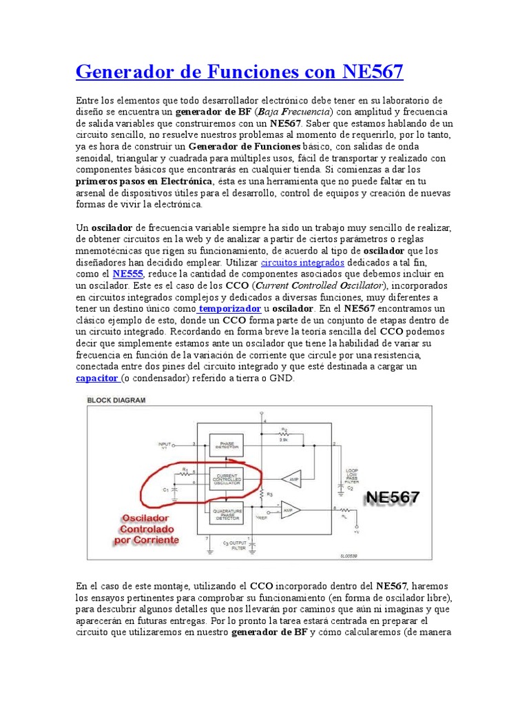 Generador de Funciones Con NE567 | PDF | Distorsión | Electrónica