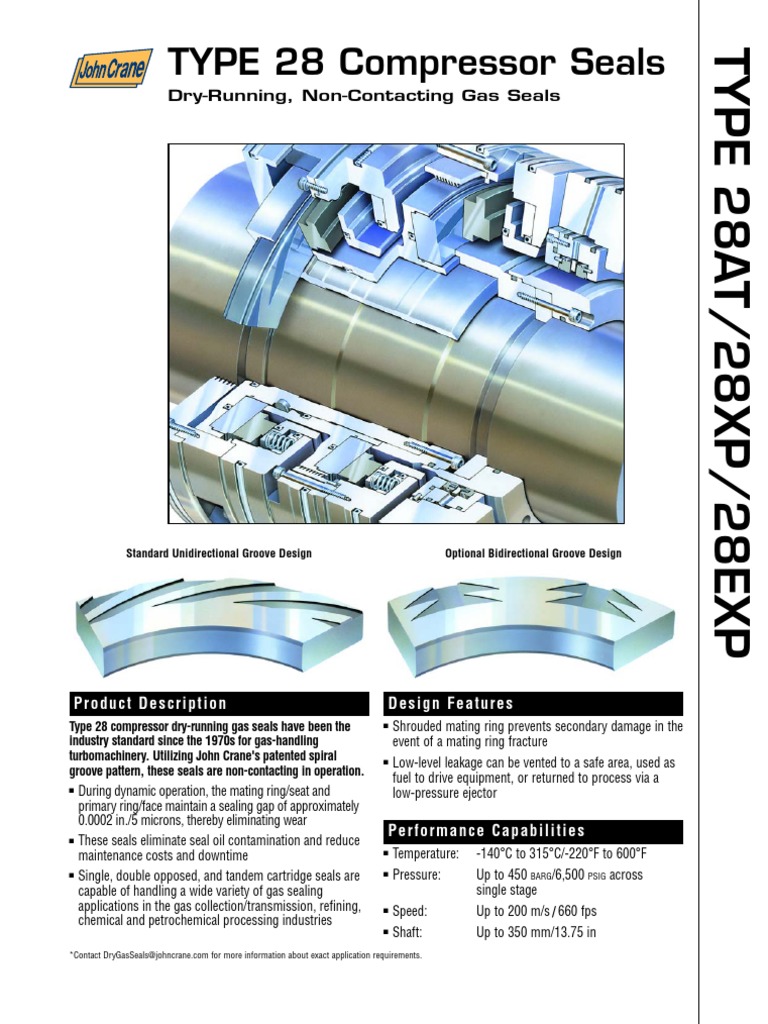 TYPE 28 Compressor Seals: Dry-Running, Non-Contacting Gas Seals | PDF ...