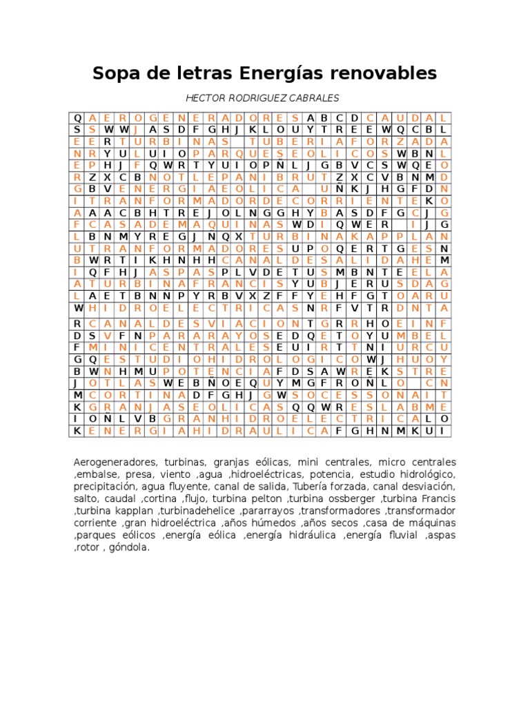 Sopa de Letras Energia Renovable | PDF