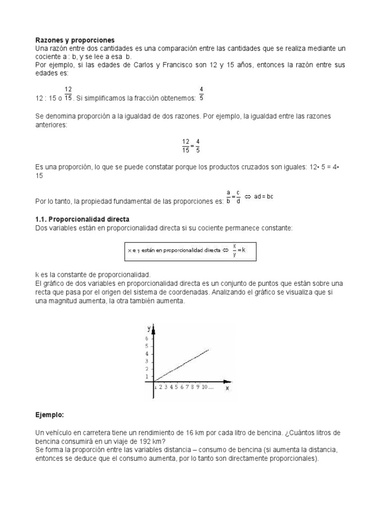 Razones y Proporciones en Matemáticas | PDF | Proporción | Porcentaje