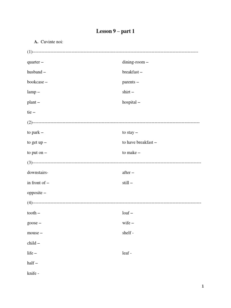 Lesson 9 - Learn New Romanian Words and Phrases | PDF | Leisure | Business