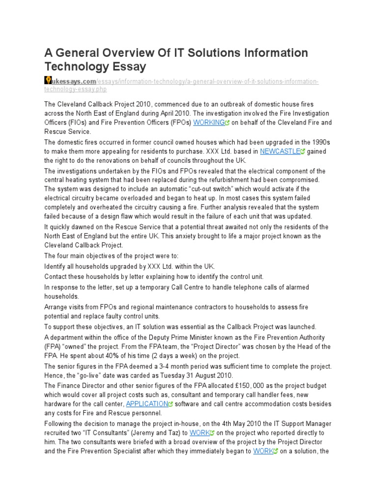 A General Overview of IT Solutions Information Technology Essay ...