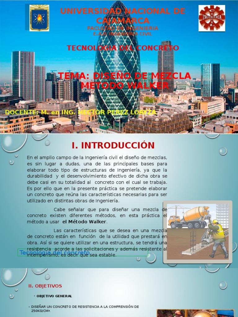 Diseño de Mezcla Metodo Walker | PDF | Hormigón | Cemento