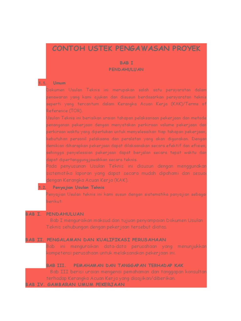 Contoh Ustek Pengawasan Proyek | PDF | Bisnis