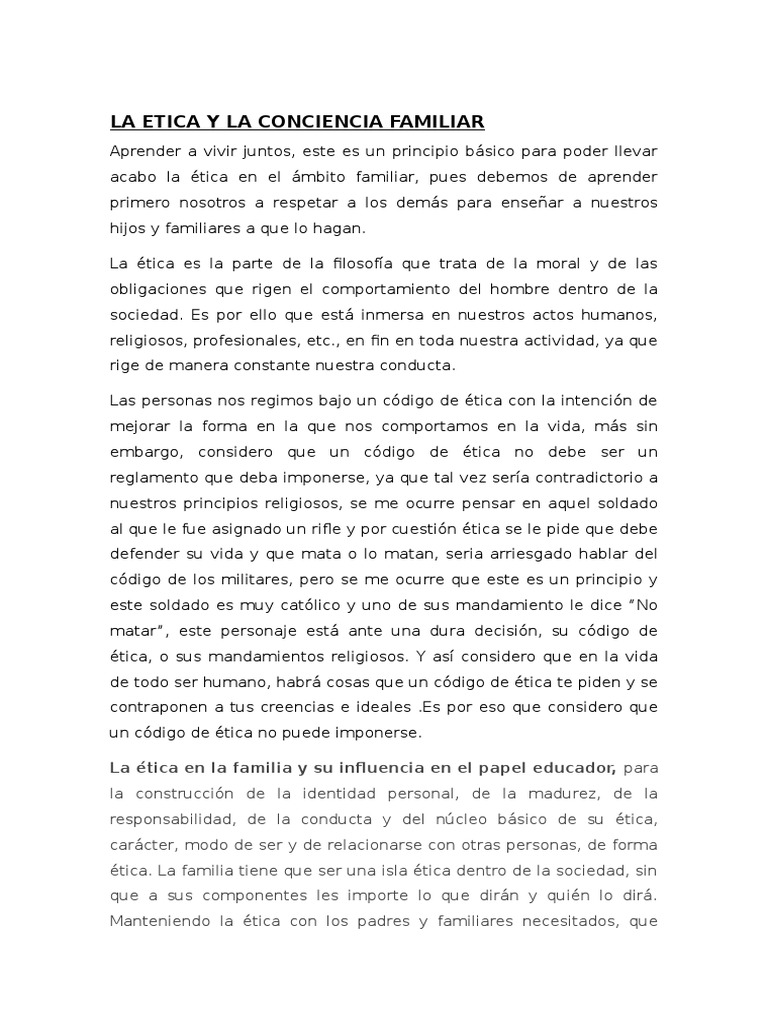 Etica Familiar | PDF | Familia | Moralidad