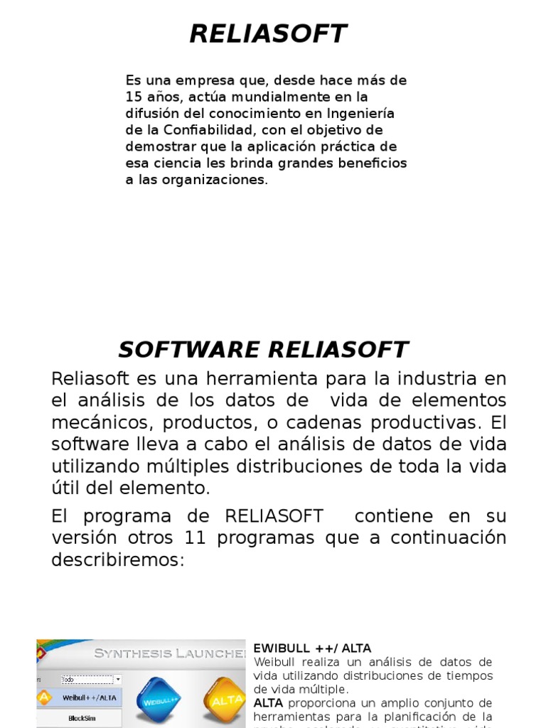Análisis de Confiabilidad con ReliaSoft | PDF | Software | Fabricación ...