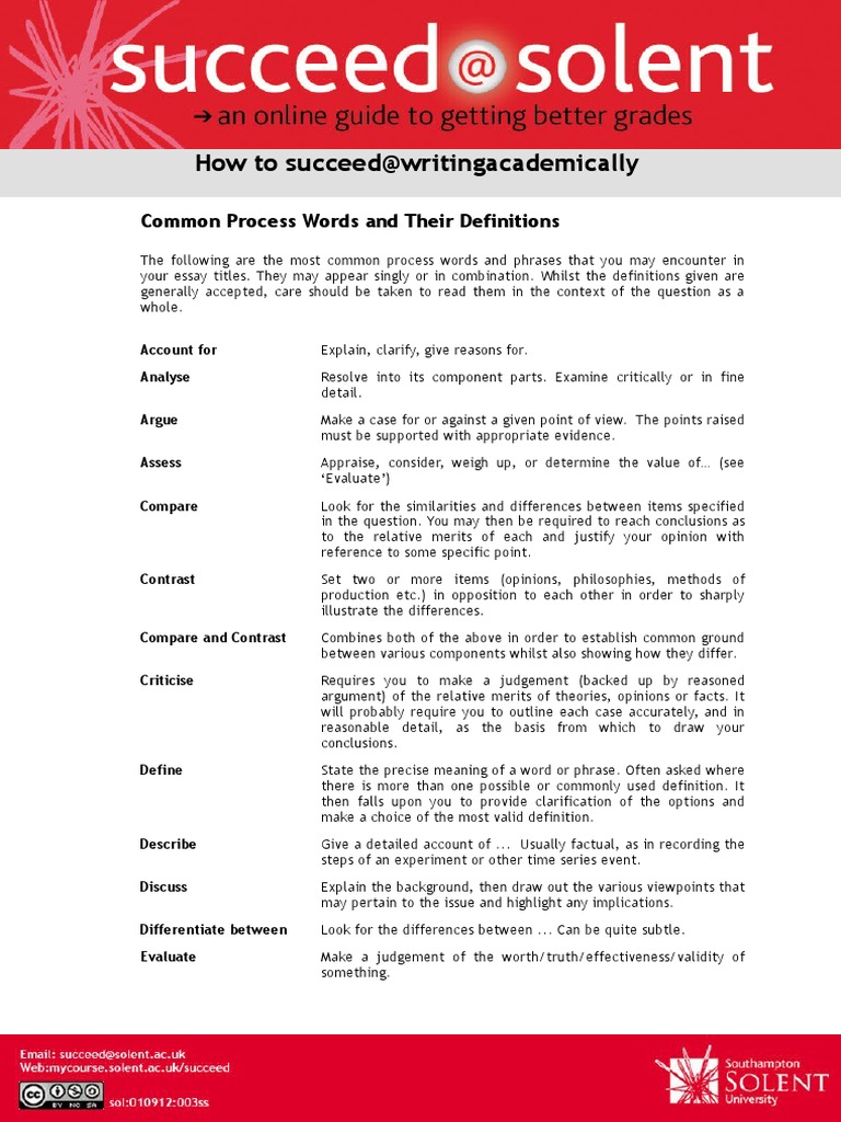 Process Success Words | PDF | Definition | Argument
