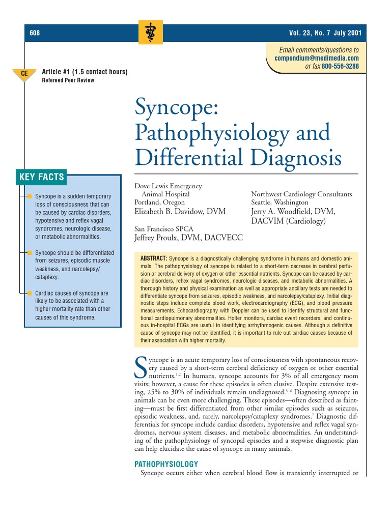 Diagnosing Syncope: A Guide to Differentiating Causes and Developing a ...