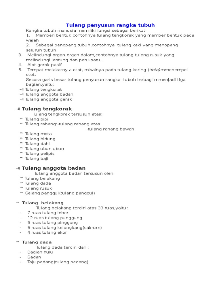 Tulang Penyusun Rangka Tubuh | PDF