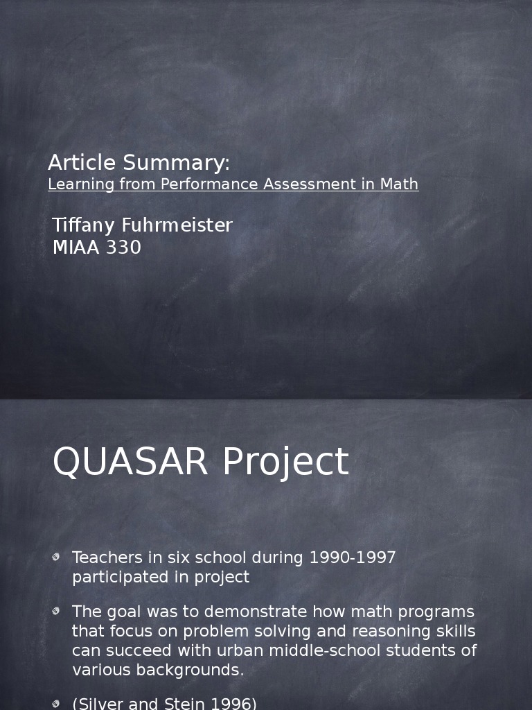 Enhancing Math Learning with Performance Assessments | PDF ...