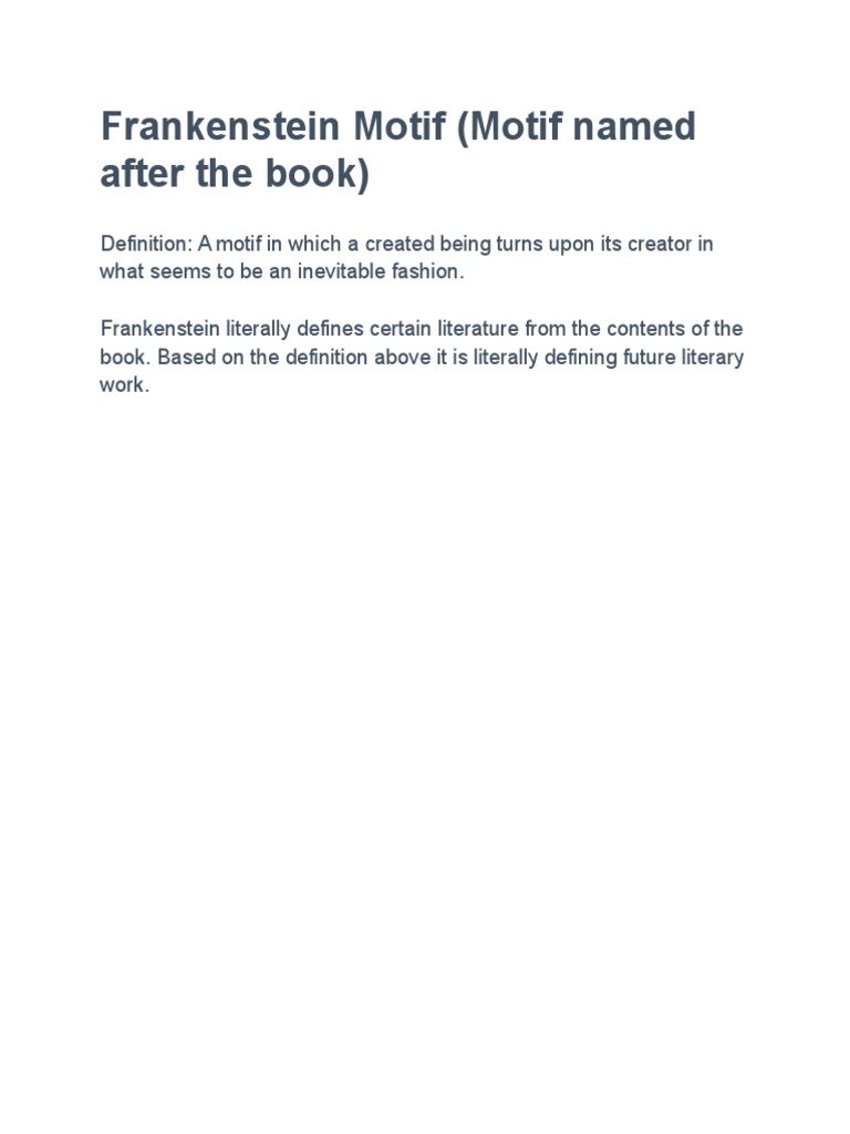 Frankenstein Motif in Literature | PDF