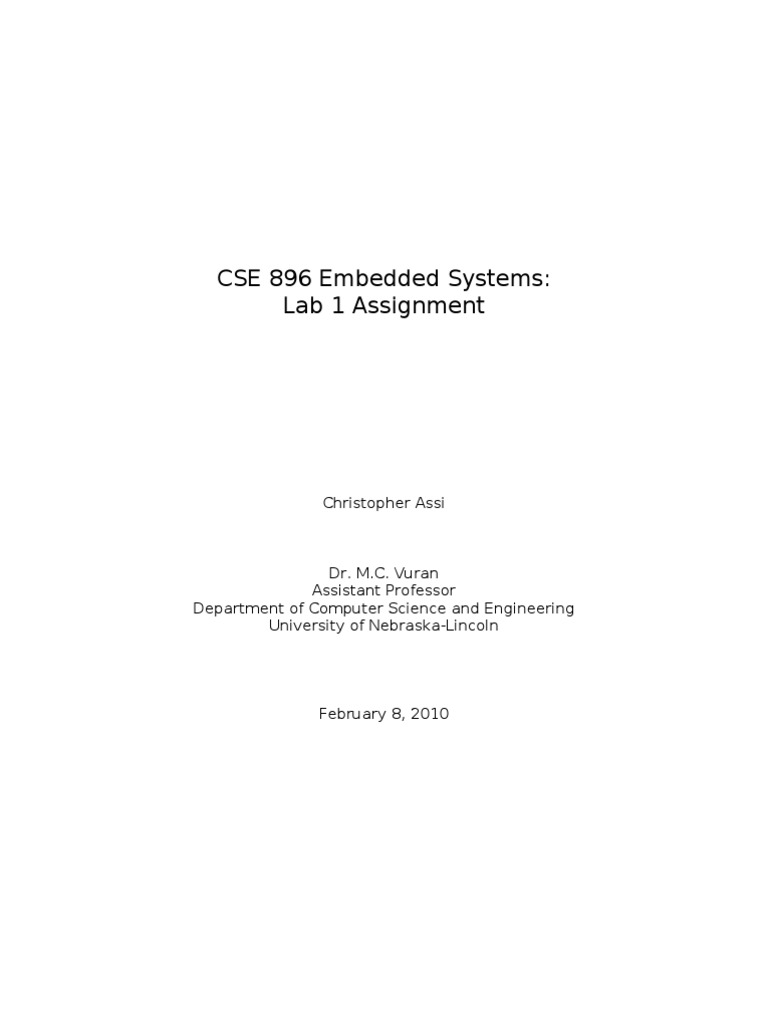 CSE 896 Embedded Systems: Lab 1 Assignment | PDF | Embedded System | Wireless Sensor Network