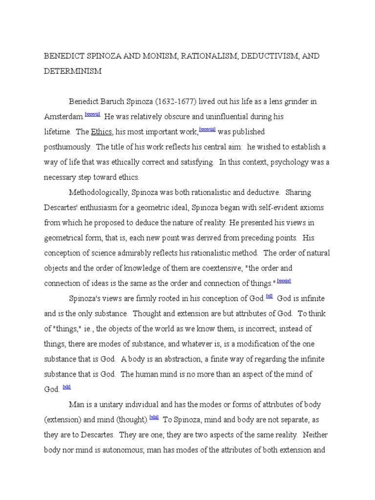 Spinoza's Monism and Rationalism Explained | PDF | Baruch Spinoza ...