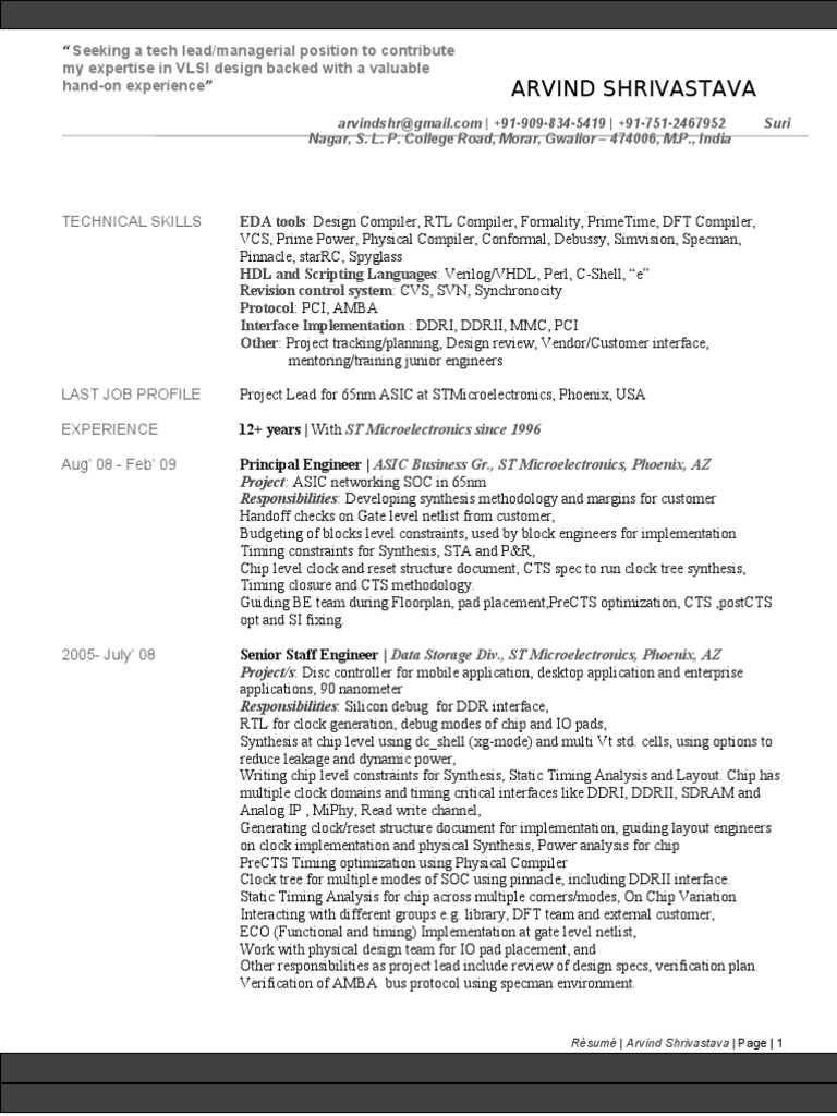 Resume Arvind Shrivastava | PDF | Computer Engineering | Digital ...