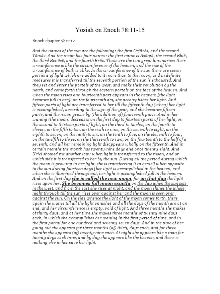 Yosiah On Enoch 78 | PDF | Moon | Astronomy