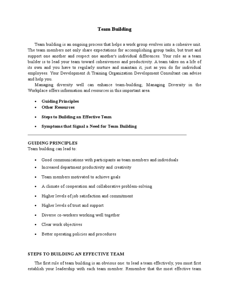Team Building | PDF | Team Building | Consensus Decision Making