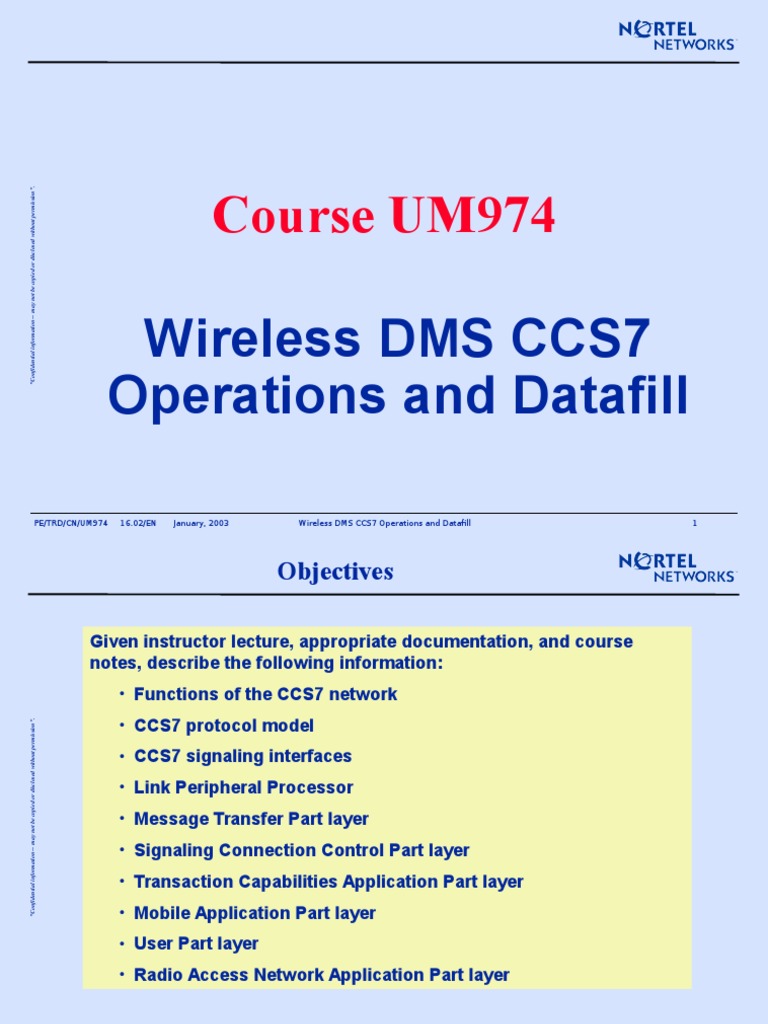 Course UM974: Wireless DMS CCS7 Operations and Datafill | PDF | Wireless | Computer Network