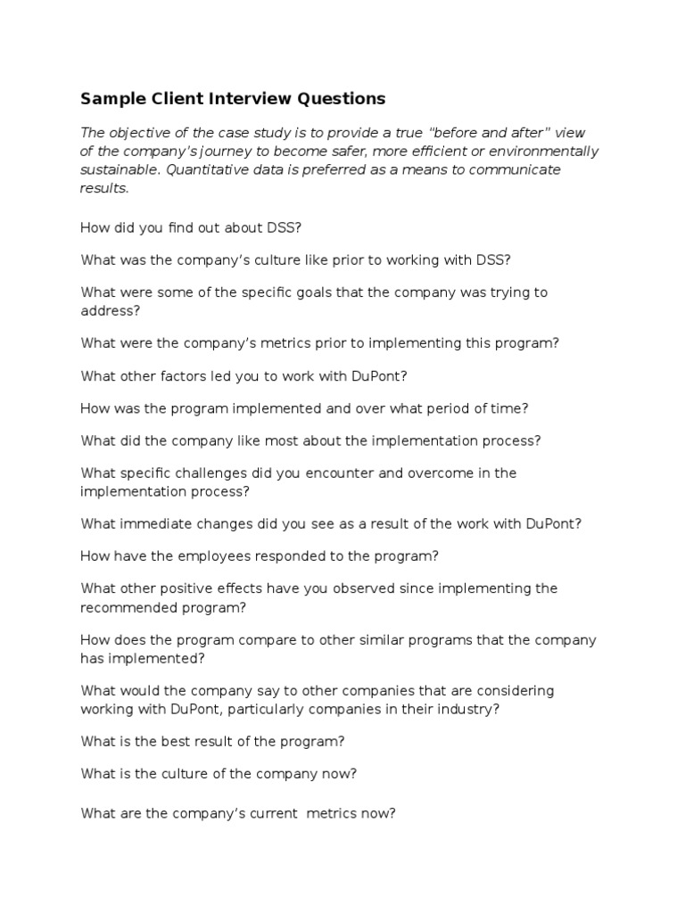 Client Interview Questions | PDF