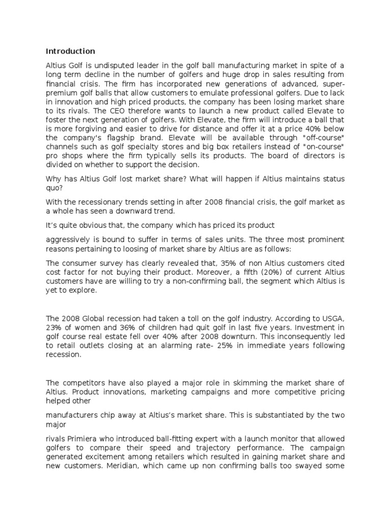 Elevating the Game: Analyzing Altius Golf's Strategy to Launch an ...