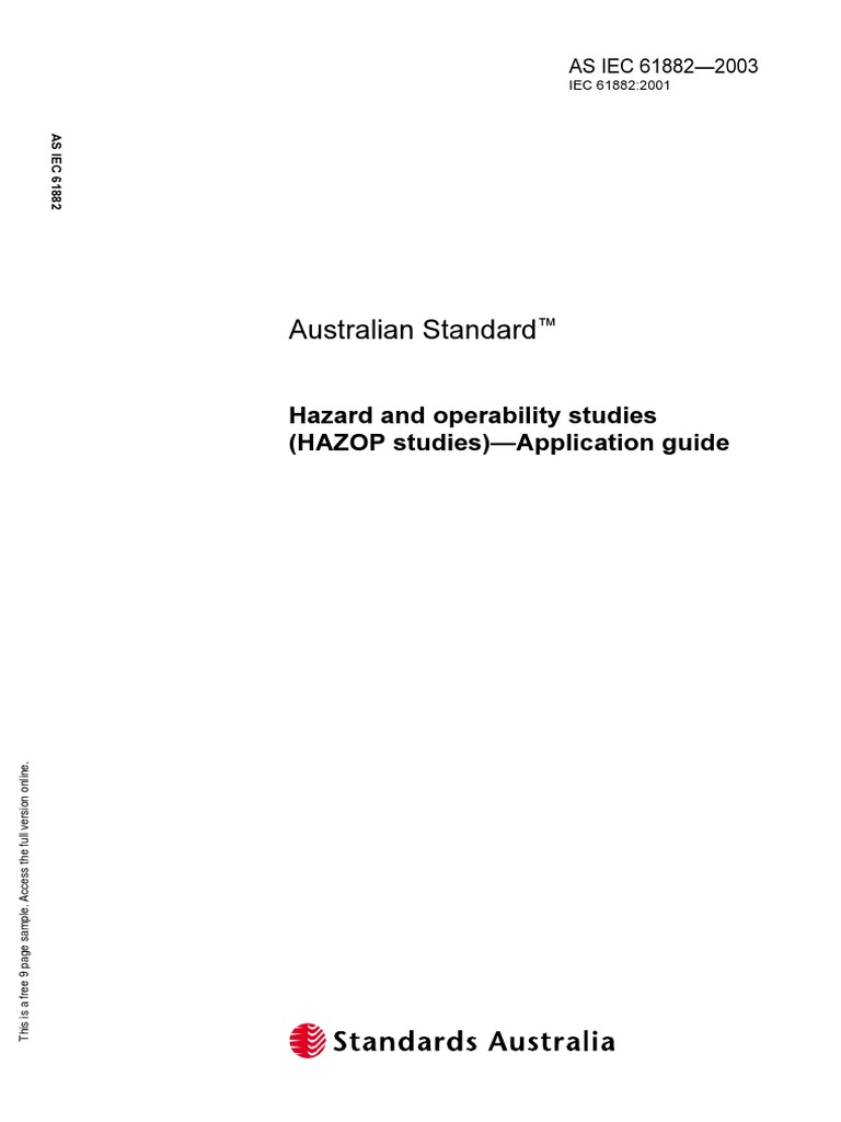 X, IEC 61882, Hazard and Operability Studies (HAZOP Studies ...