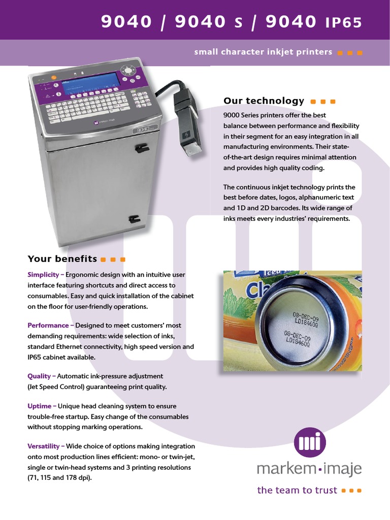 Markem Imaje 9040 DS HQ A2 | PDF | Printer (Computing) | Office Equipment
