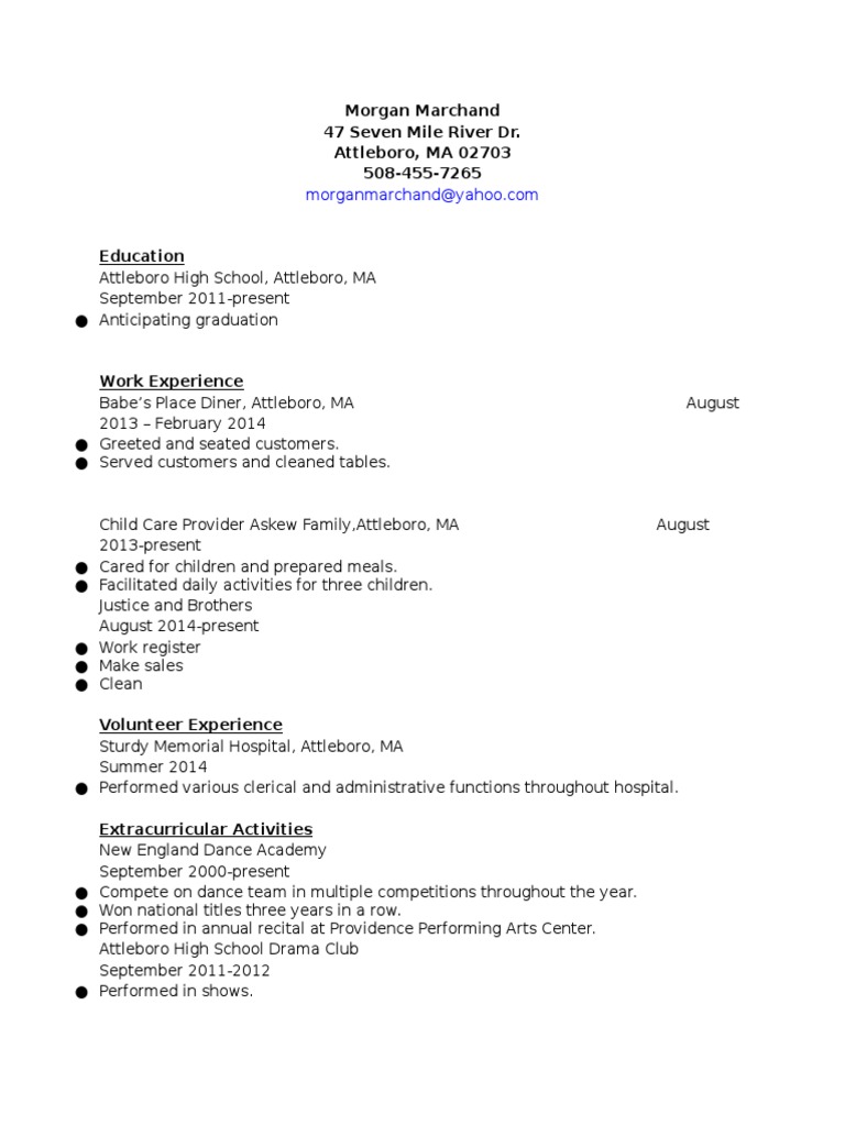 Morgan Marchand's Resume Overview | PDF | Sports & Recreation