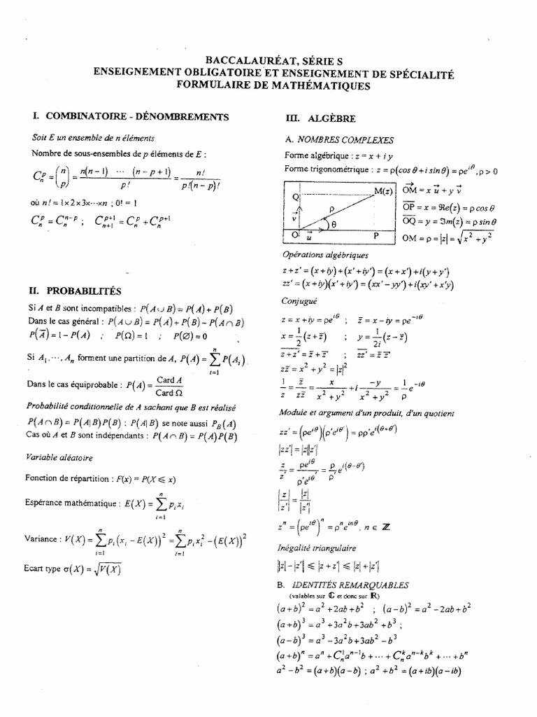 Formulaire Terminale S Math | PDF