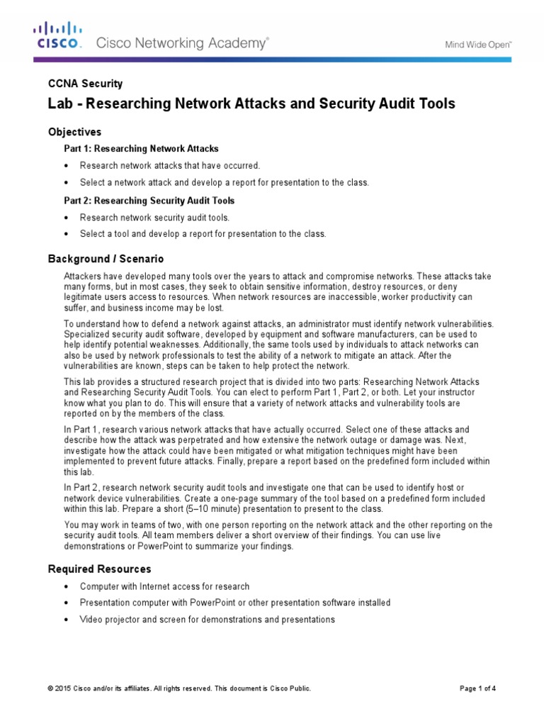 1.5.1.1 Lab - Researching Network Attacks and Security Audit Tools ...