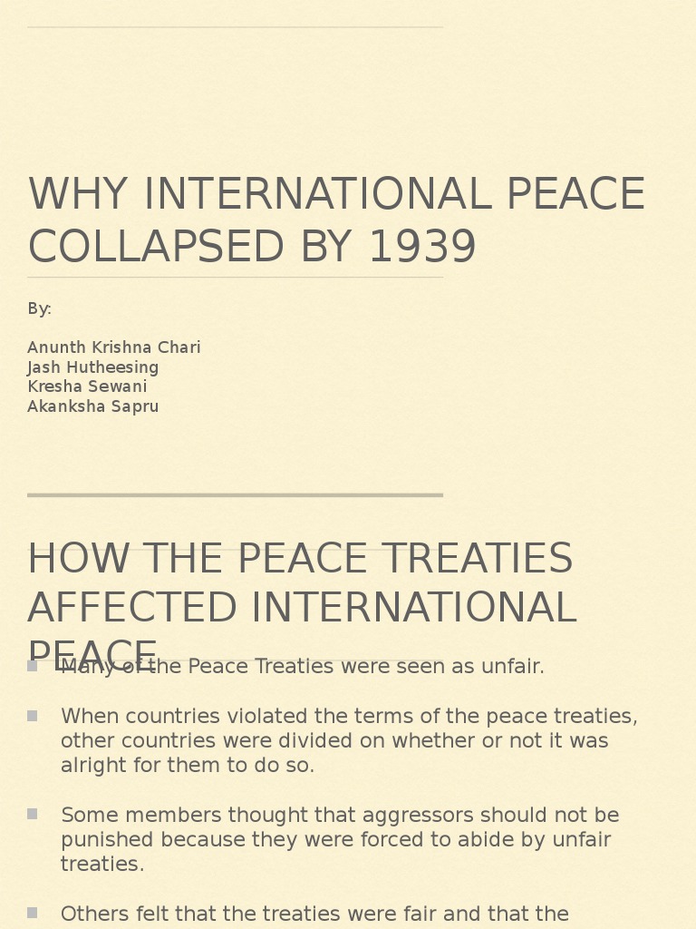 Why International Peace Collapsed by 1939 | Download Free PDF | League ...