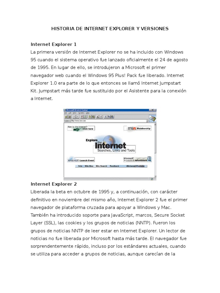 Versiones de Internet Explorer | PDF | explorador de Internet | Software