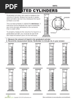 Volume Graduated Cylinder Worksheet