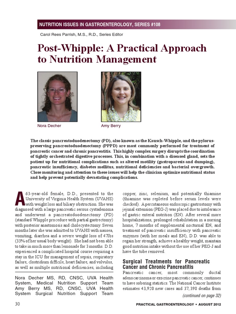Post Whipple, Nutrition Management | PDF | Pancreatic Cancer ...