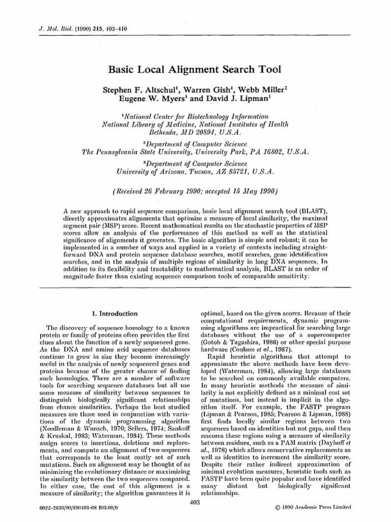 Basic Local Alignment Search Tool | PDF | Blast | Sequence Alignment