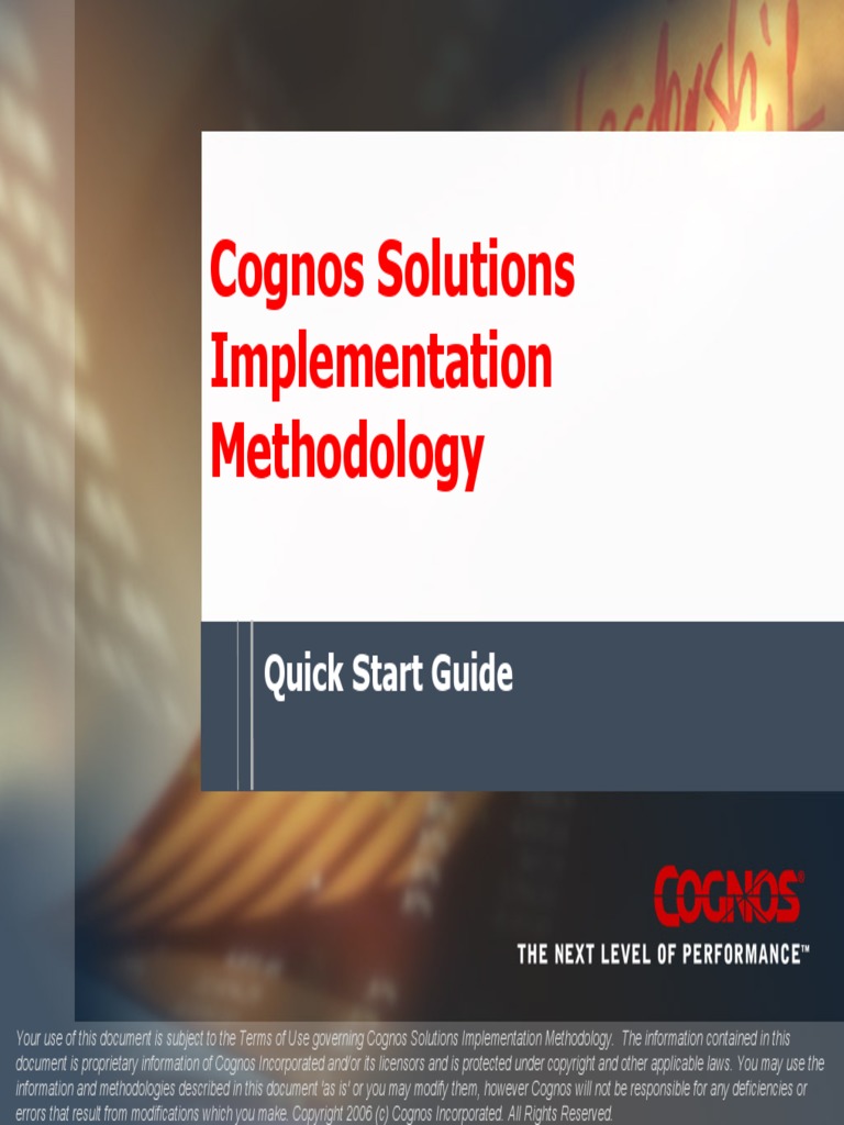 Cognos Solution Implementation Methodology | PDF | Project Management | Computer File