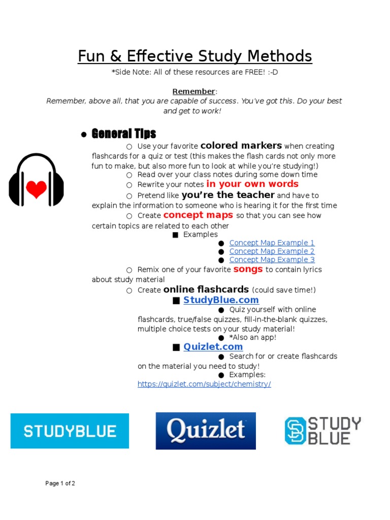 Fun & Effective Study Methods: General Tips | PDF