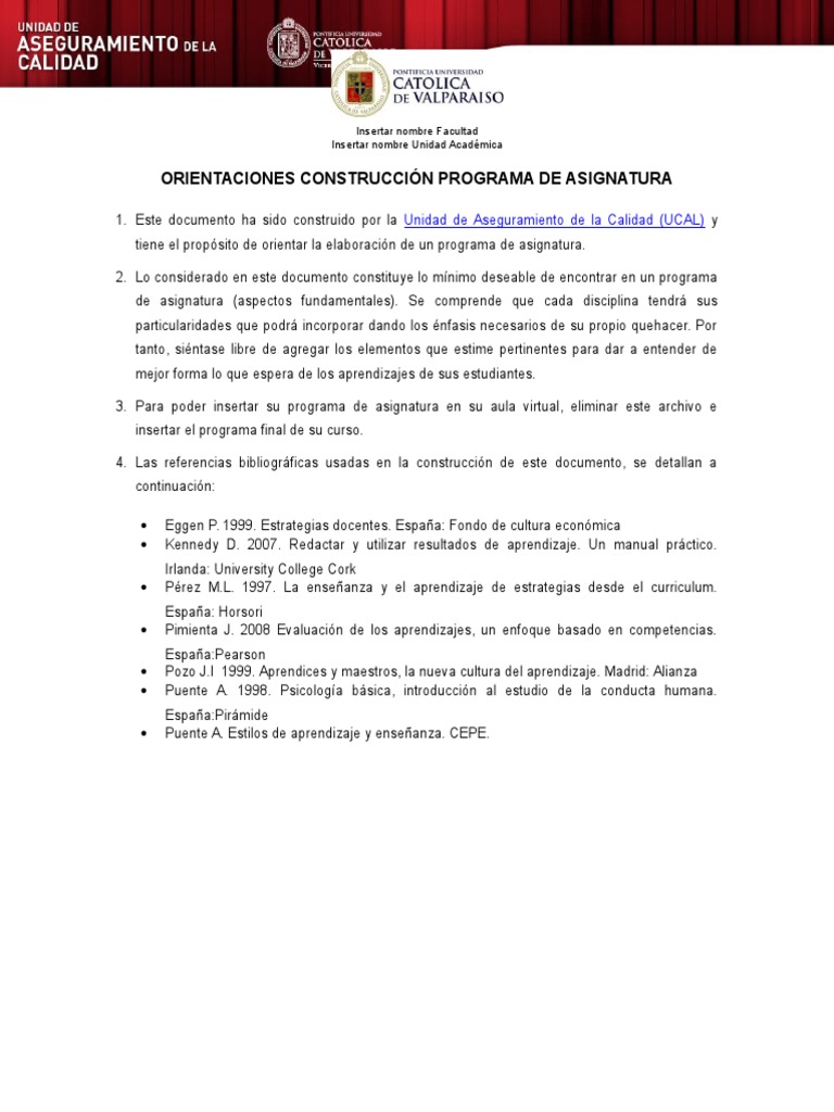 Modelo Programa Del Curso | PDF | Plan de estudios | Aprendizaje