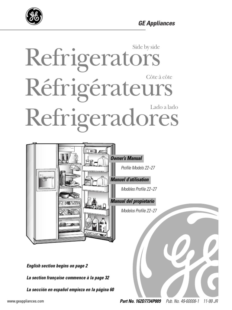 GE Profile Performance Fridge TFS25PPB 49600081 | PDF | Refrigerator ...