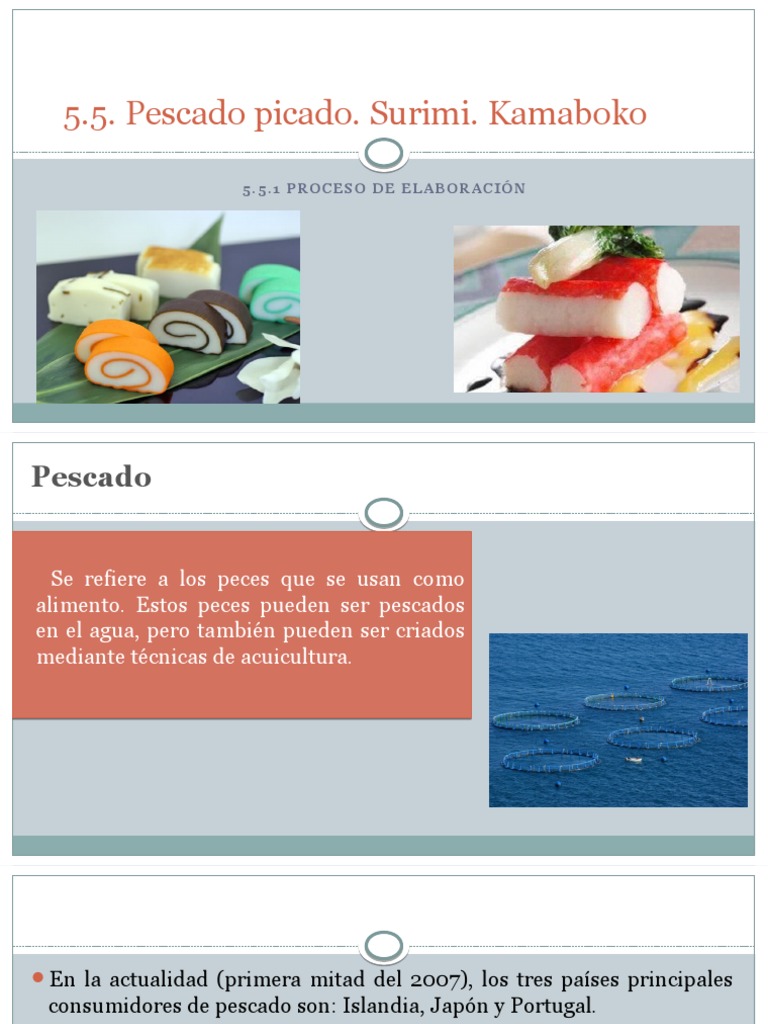 Surimi, Kamaboko | PDF | Pescado como alimento | Comida y bebida