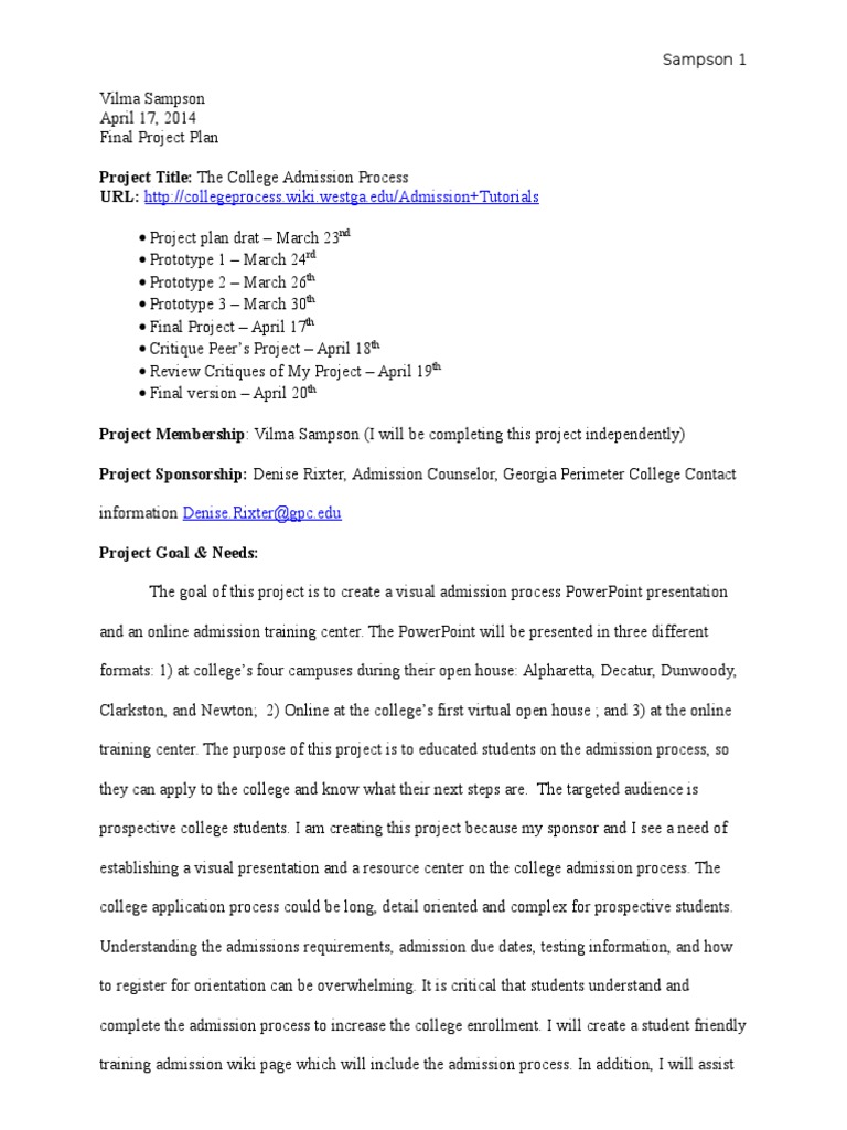 Sampson Project: College Admission Training | PDF | Survey Methodology ...