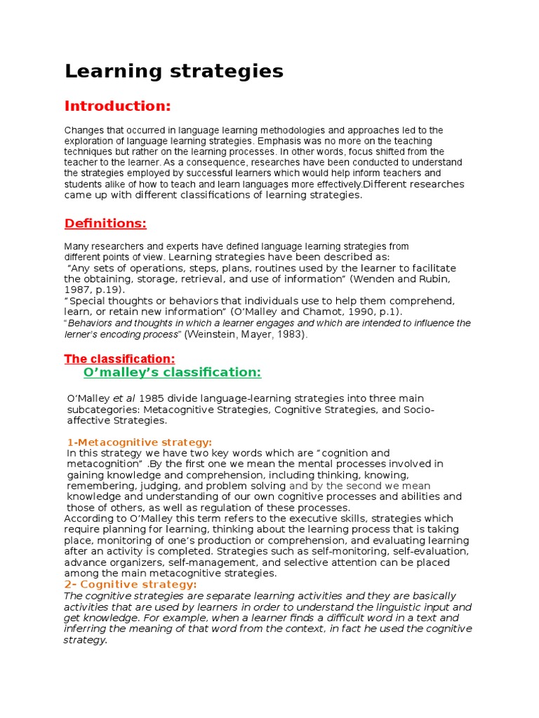 7 - Learning Strategies | PDF | Metacognition | Affect (Psychology)