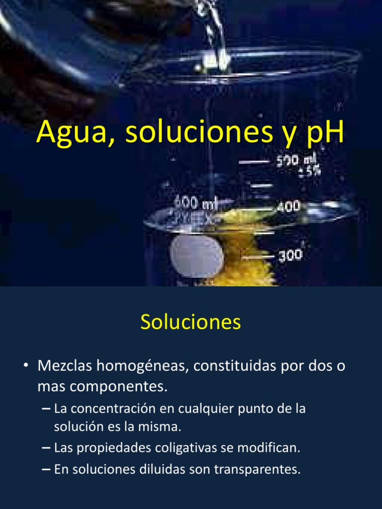Agua, Soluciones y PH PDF | PDF | Solución tampón | Química