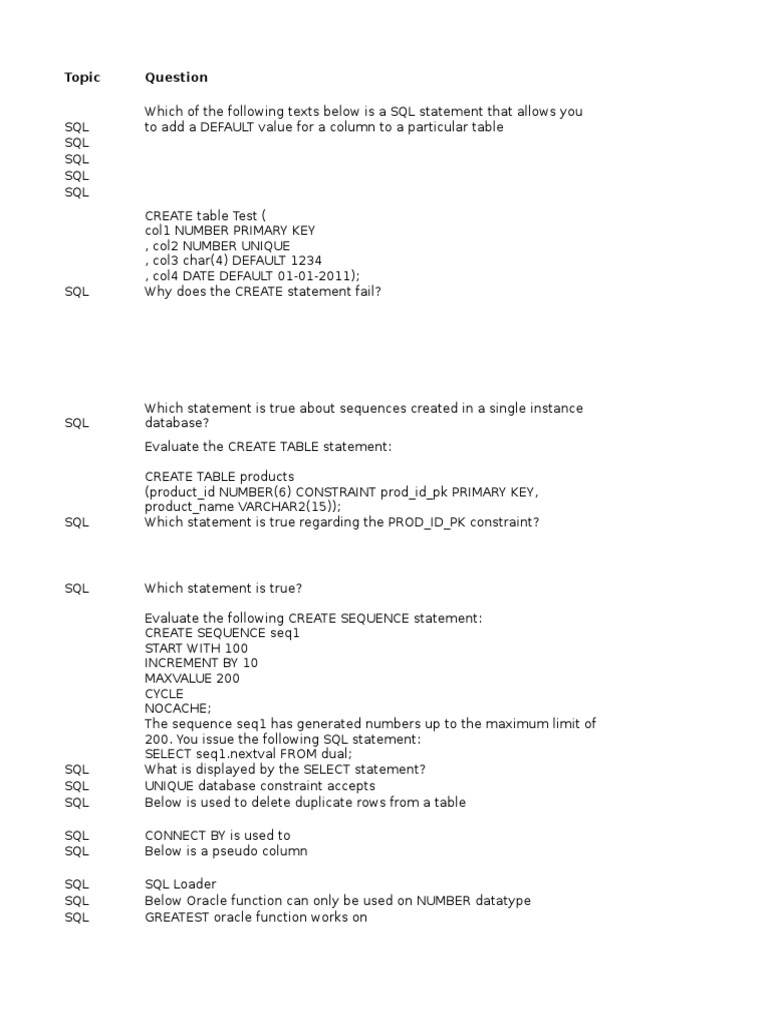 SQL Quiz-Y | Download Free PDF | Sql | Database Index