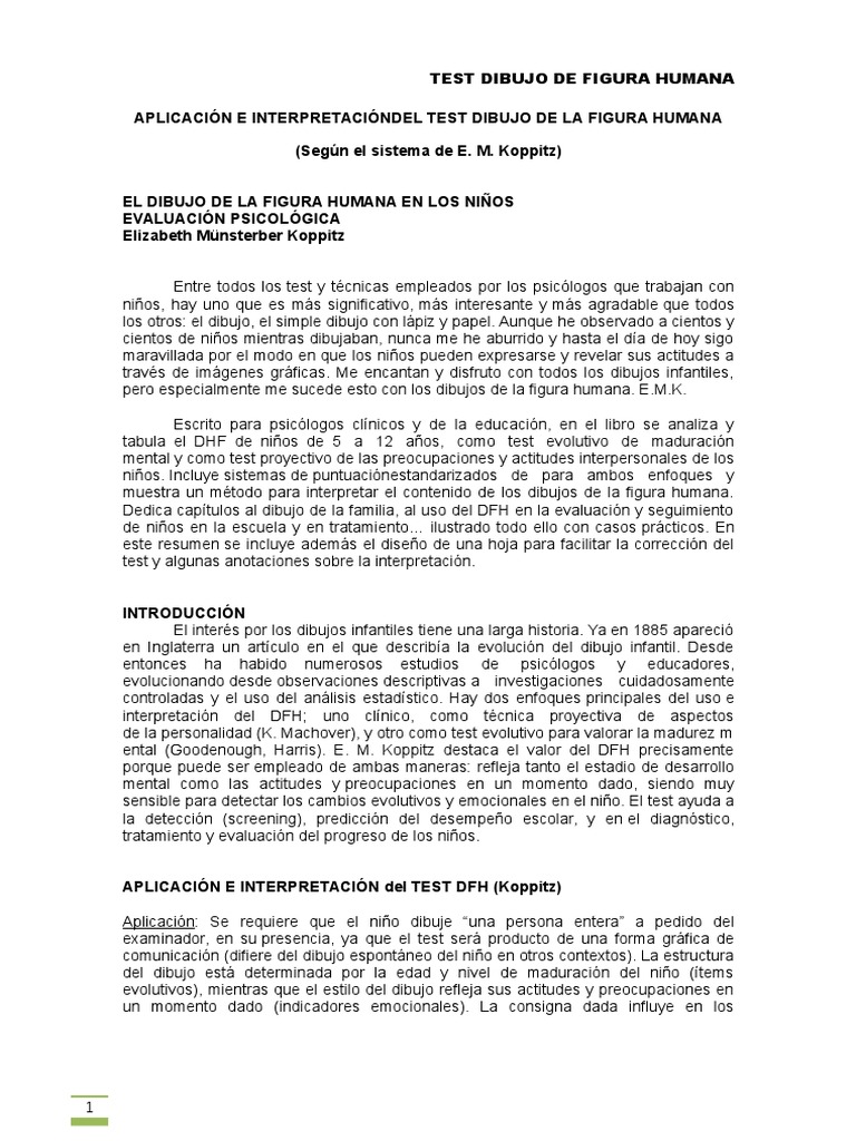 Aplicación e Interpretacióndel Test DFH | PDF | Cociente de ...